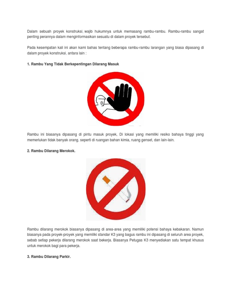 Rambu-Rambu Proyek Konstruksi | PDF