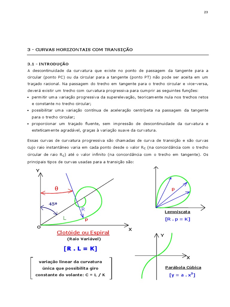 CURVAS HORIZONTAIS COM TRANSIÇÃO.pdf | Curva | Velocidade