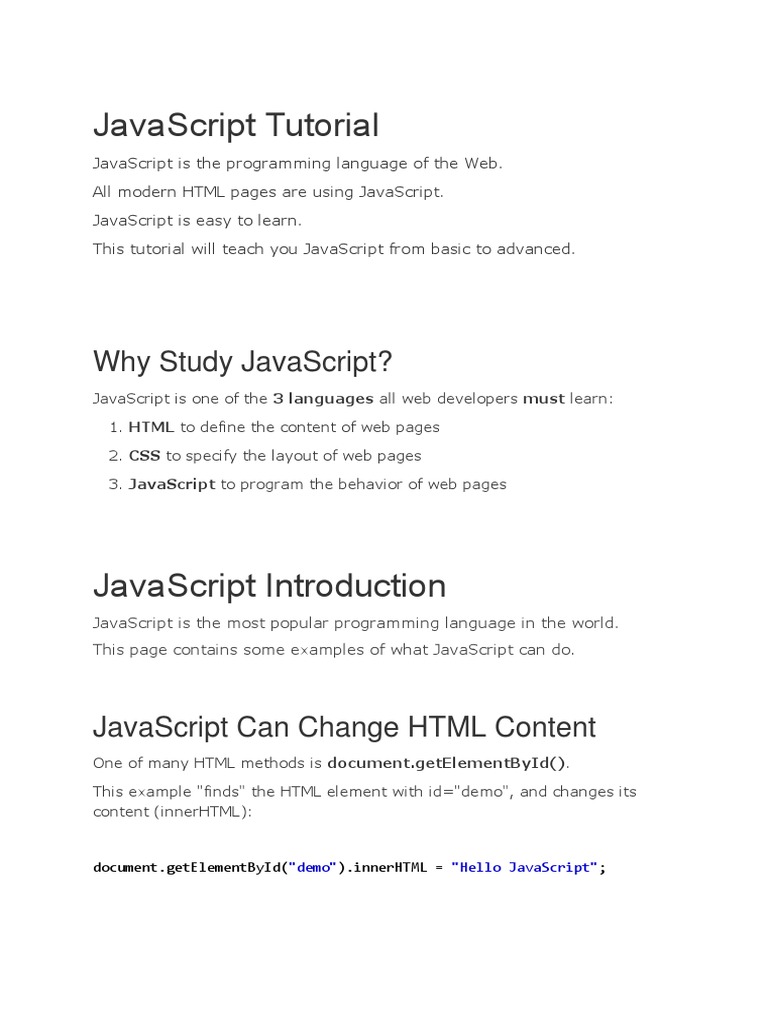 JavaScript Notes | PDF | Html | Java Script JavaScript Notes | PDF | Html | Java Script