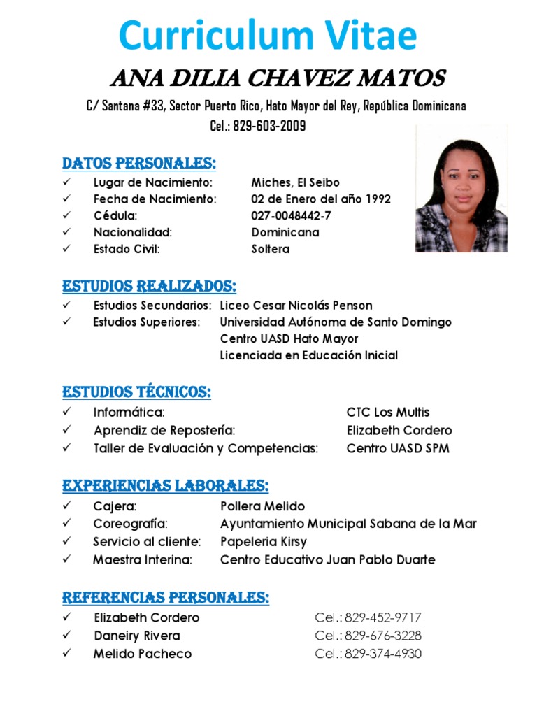 Curriculum Ana Chavez | PDF