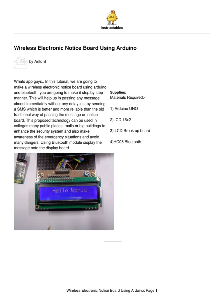Wireless Electronic Notice Board Using Arduino PDF | PDF | Arduino ...
