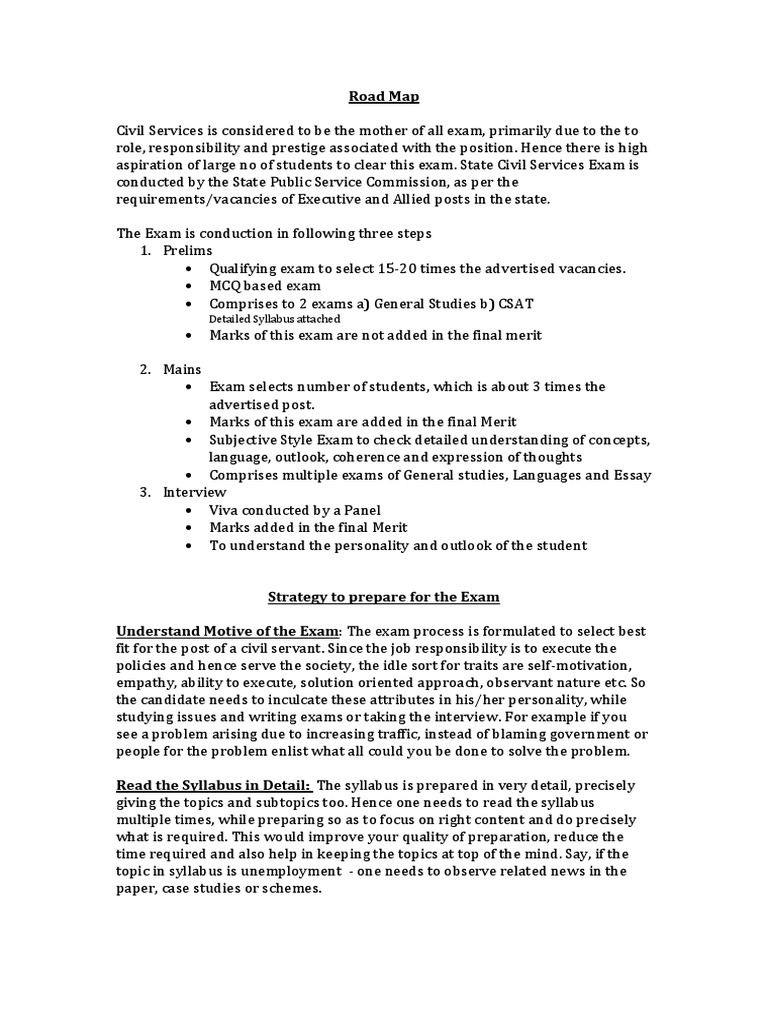 Roadmap-Civil Services | PDF | Civil Service | Test (Assessment)