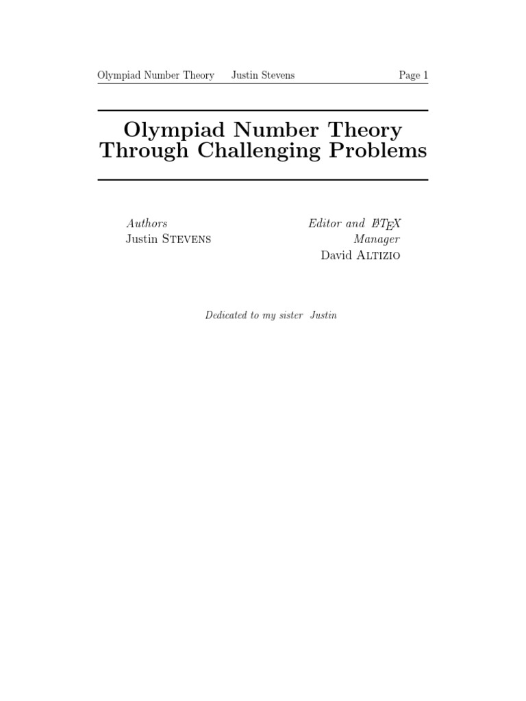 Olympiad Number Theory | PDF | Number Theory | Prime Number