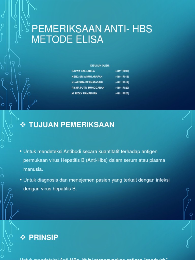 PEMERIKSAAN Anti - HBs METODE ELISA | PDF
