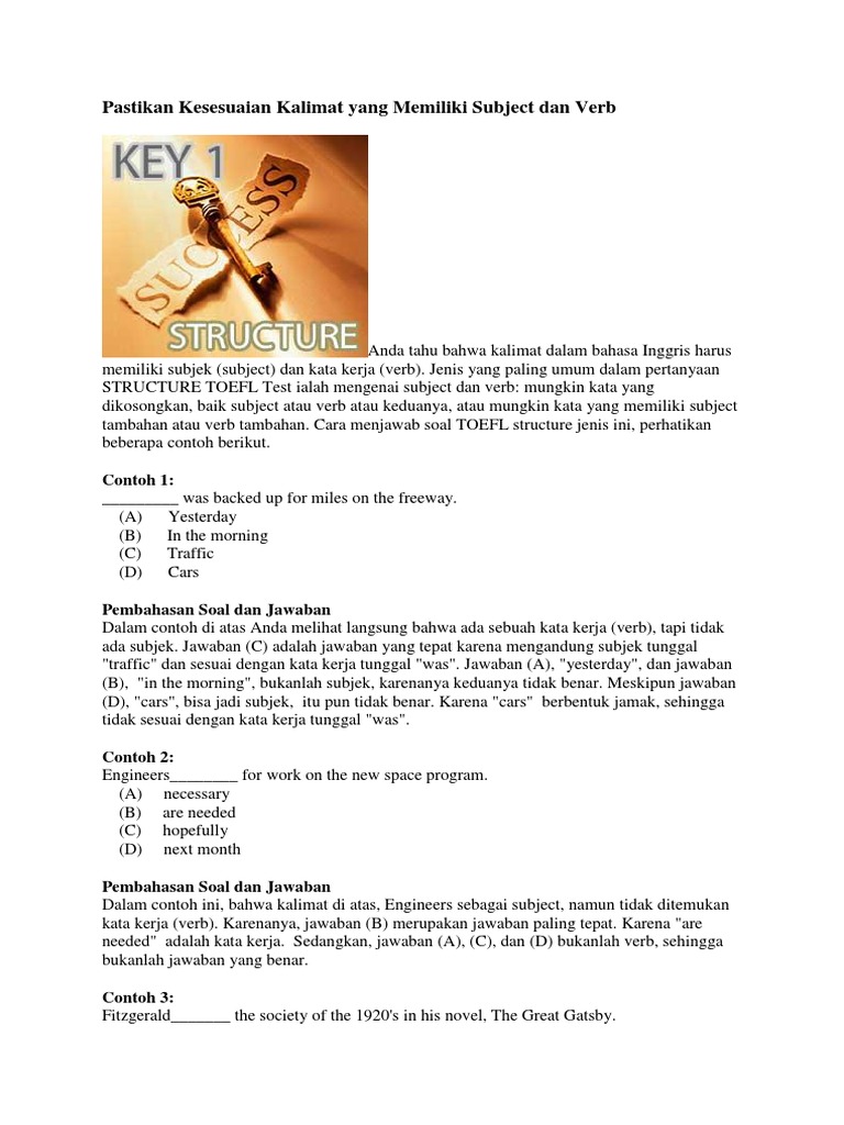 Contoh Soal TOEFL Structure dan Jawaban | PDF
