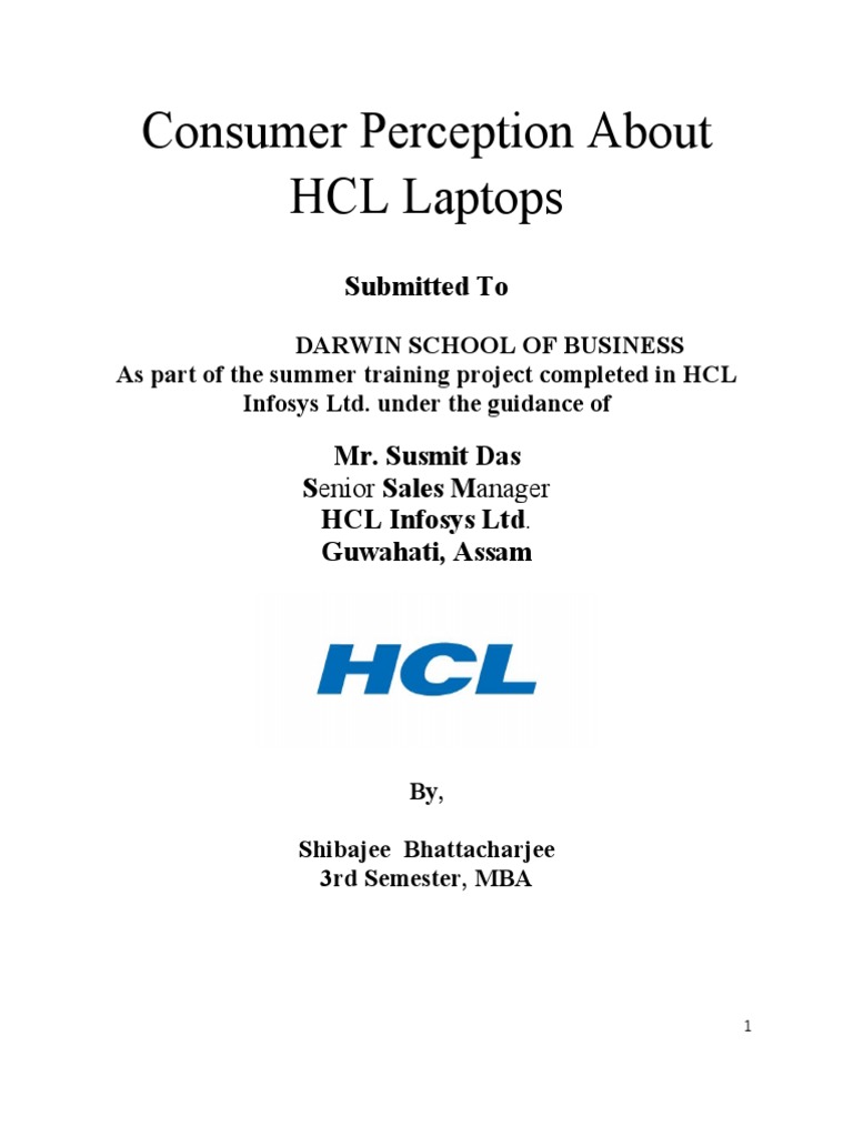 Consumer Perception of HCL Laptops | PDF | Laptop | Hewlett Packard
