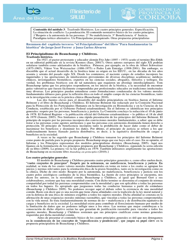 Material Del Modulo 3. Principialismo | PDF | Bioética | Moralidad