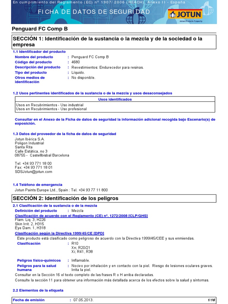 HDS - Penguard FC Componente B | PDF | Oxígeno | Agua