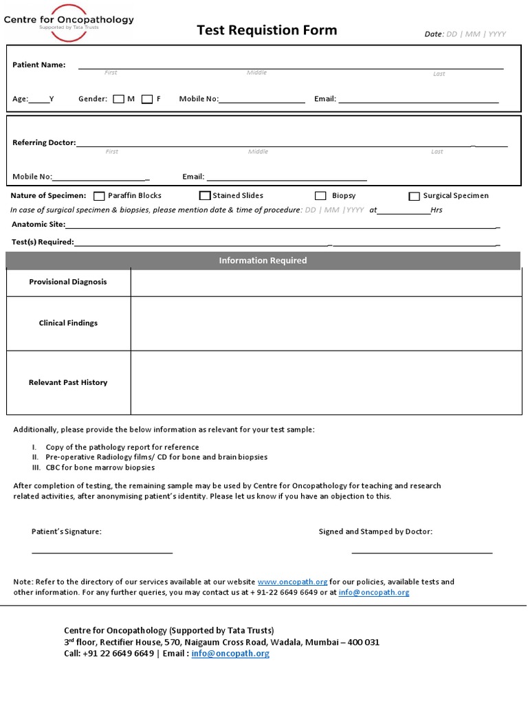 Test Requisition Form | PDF | Self-Improvement | Science & Mathematics