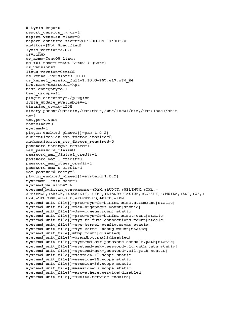 Lynis Report SAMPLE | PDF | Usb | Computer Networking