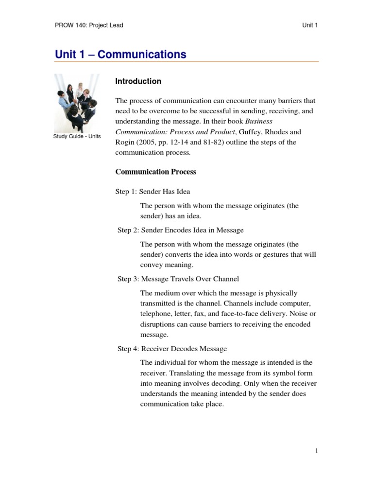 Unit 1 - Communications: Communication: Process and Product, Guffey ...