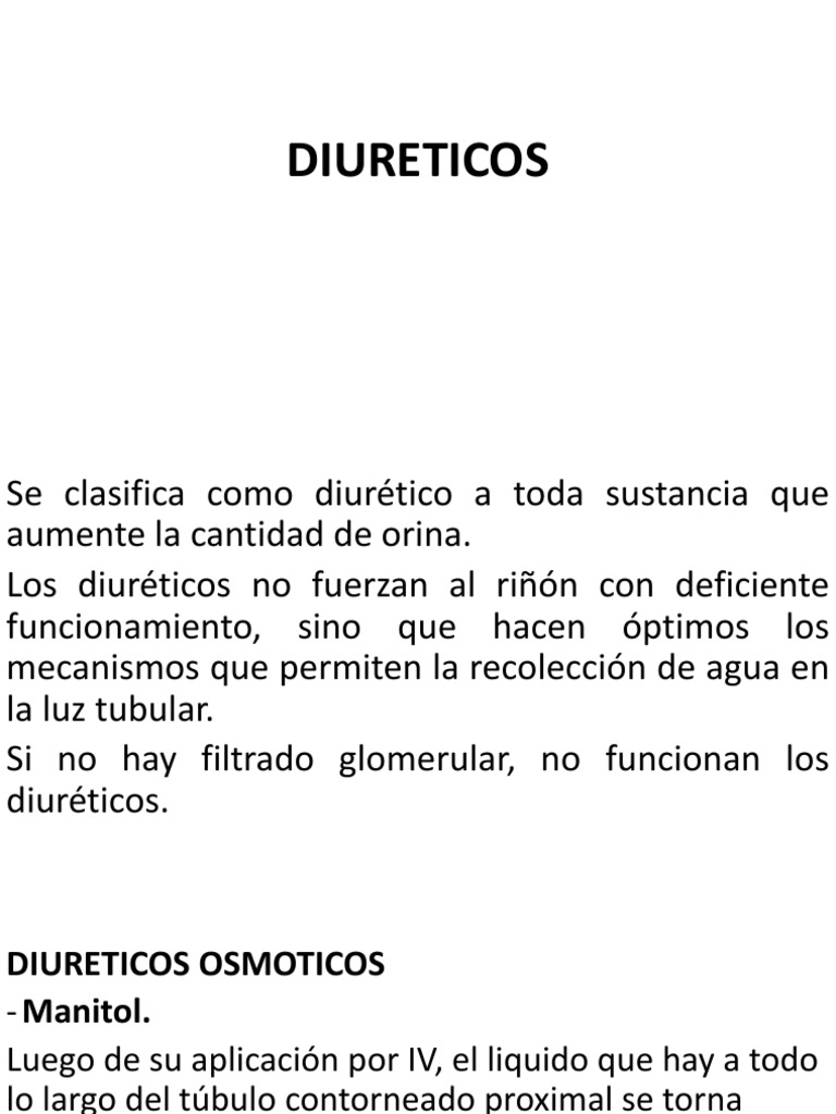 Función y tipos de diuréticos | PDF | Especialidades Medicas | Medicina ...