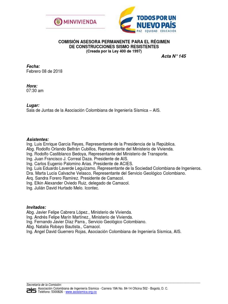 Acta 145 CAP DEFINITIVA FDO | PDF | Colombia | Acero