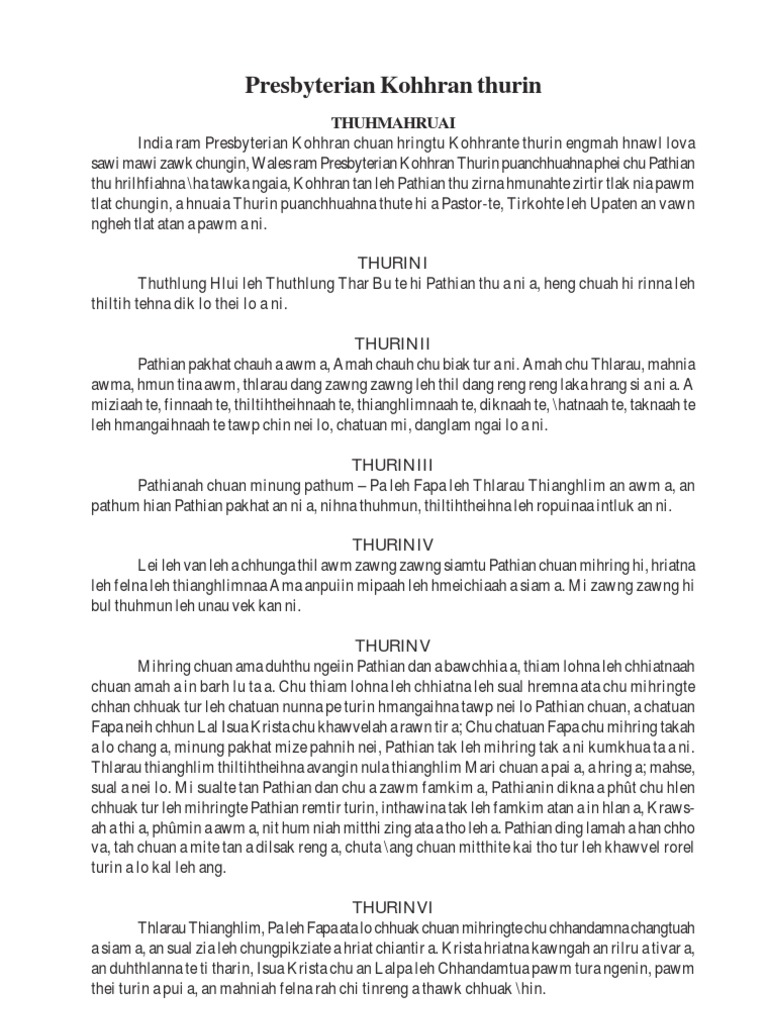 Kohhran Thurin | PDF