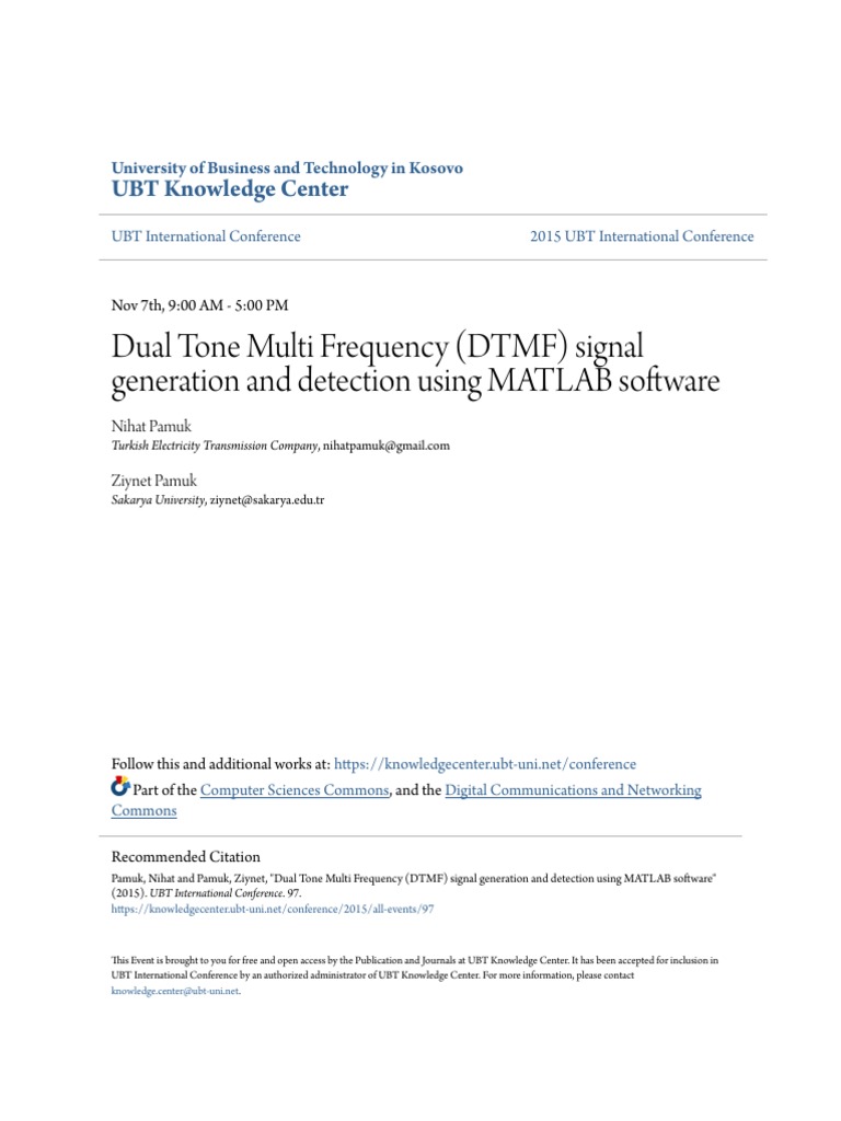 MATLAB DTMF Signal Processing | PDF | Applied Mathematics | Electronics