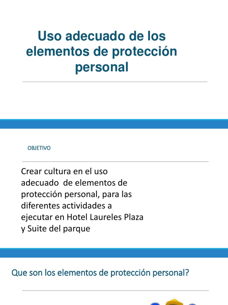 Presentacion Uso Adecuado de Los Elementos de Protección Personal | PDF | Guante | Aluminio