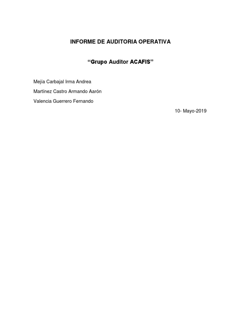 Auditoría Operativa Cafetería El Buen Comienzo | PDF | Auditoría ...