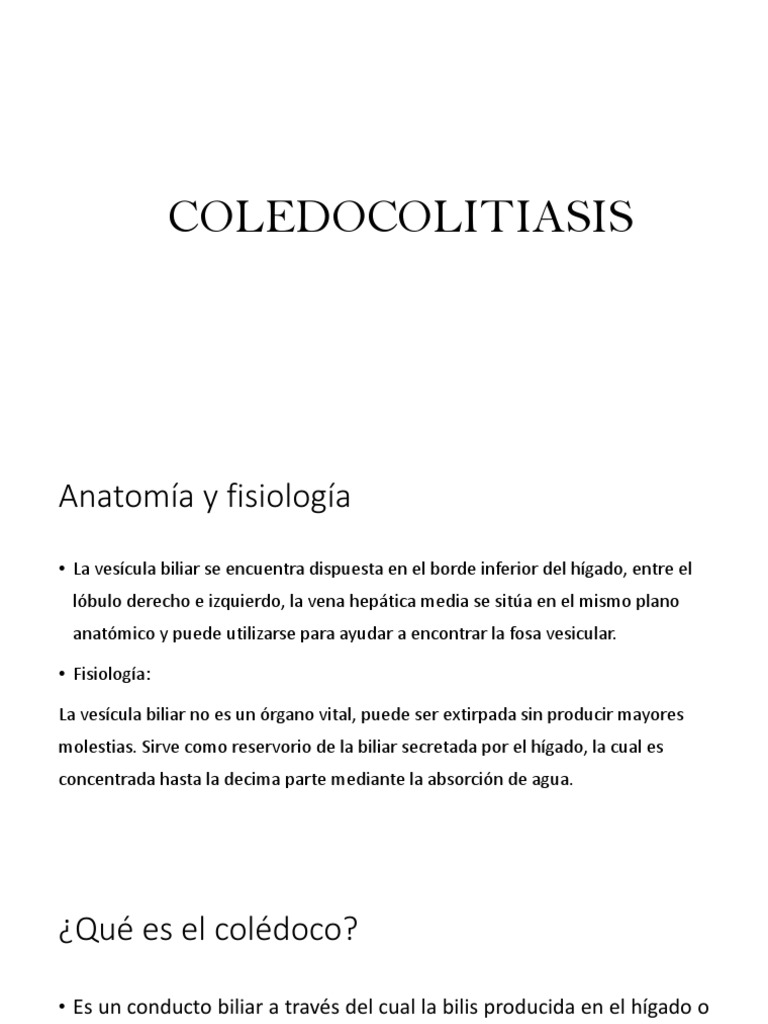 Anatomía, fisiología, diagnóstico y tratamiento de la coledocolitiasis ...
