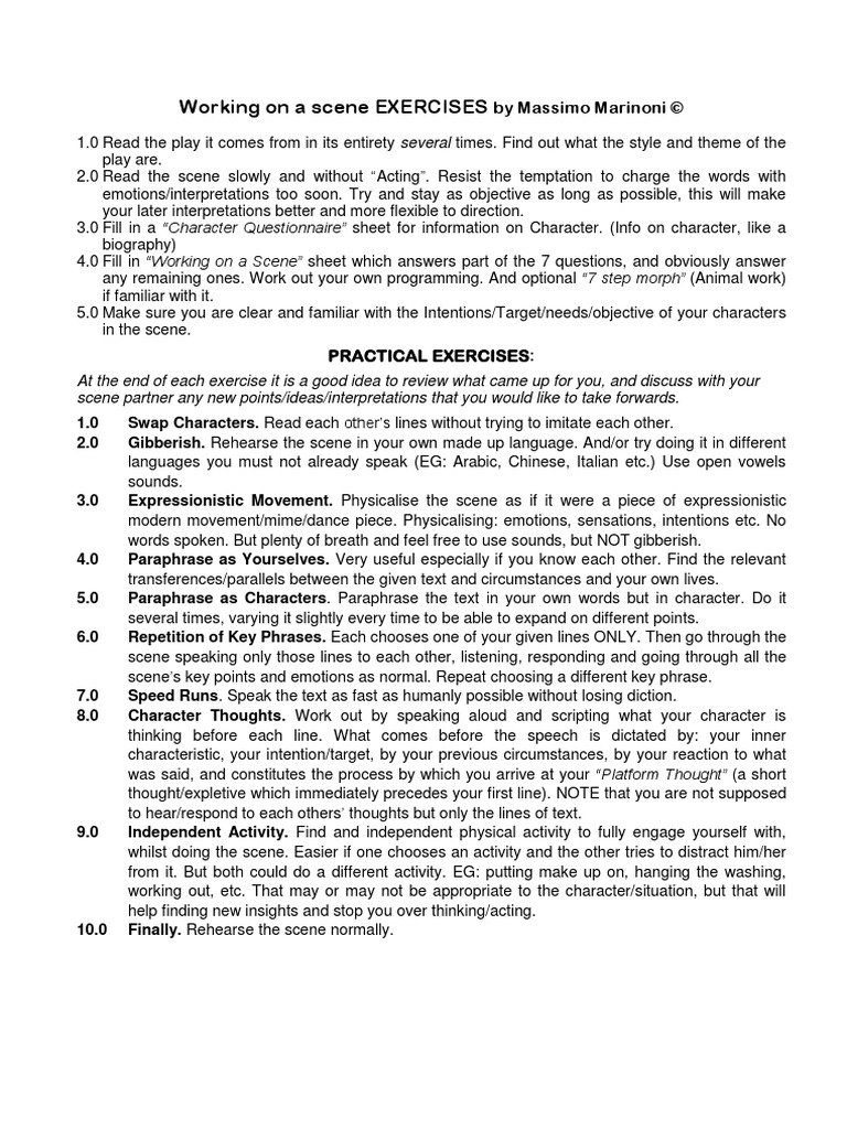 Working On A Scene Worksheet PDF | PDF | Speech | Neuropsychological ...