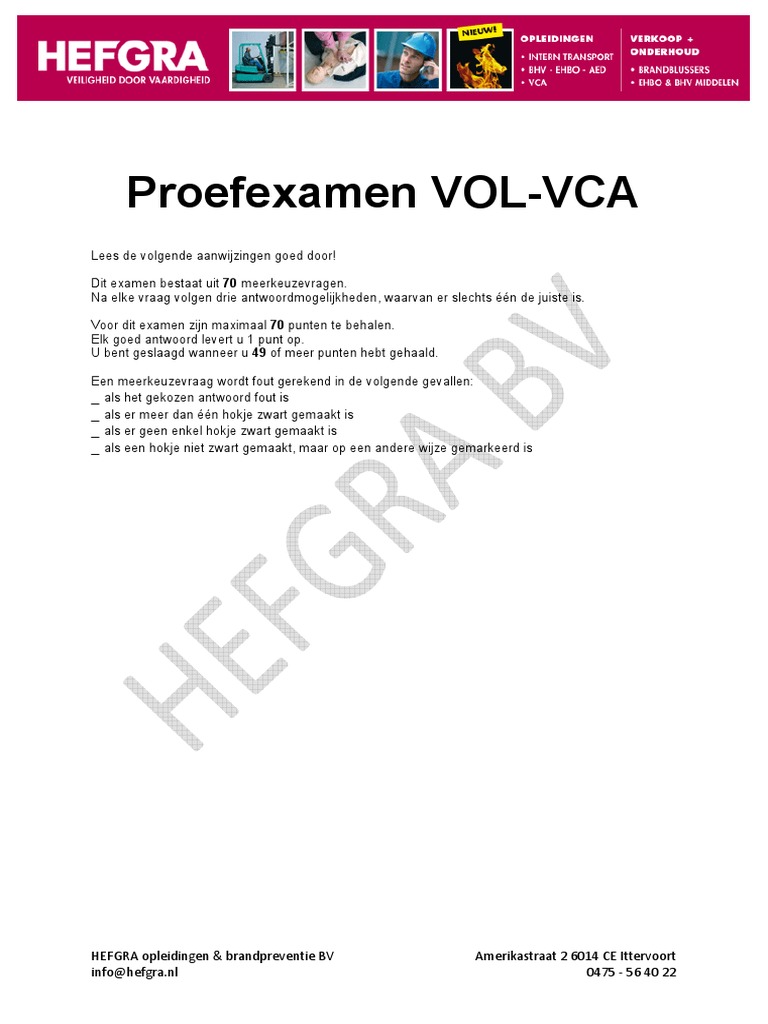 Proefexamen VOL-VCA 2012 | PDF
