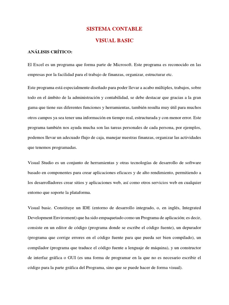 Sistema Contable - Visual Basic | PDF | Entorno de desarrollo integrado | Básico