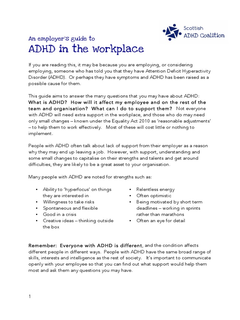 An Employers Guide To ADHD in The Workplace | PDF | Attention Deficit ...