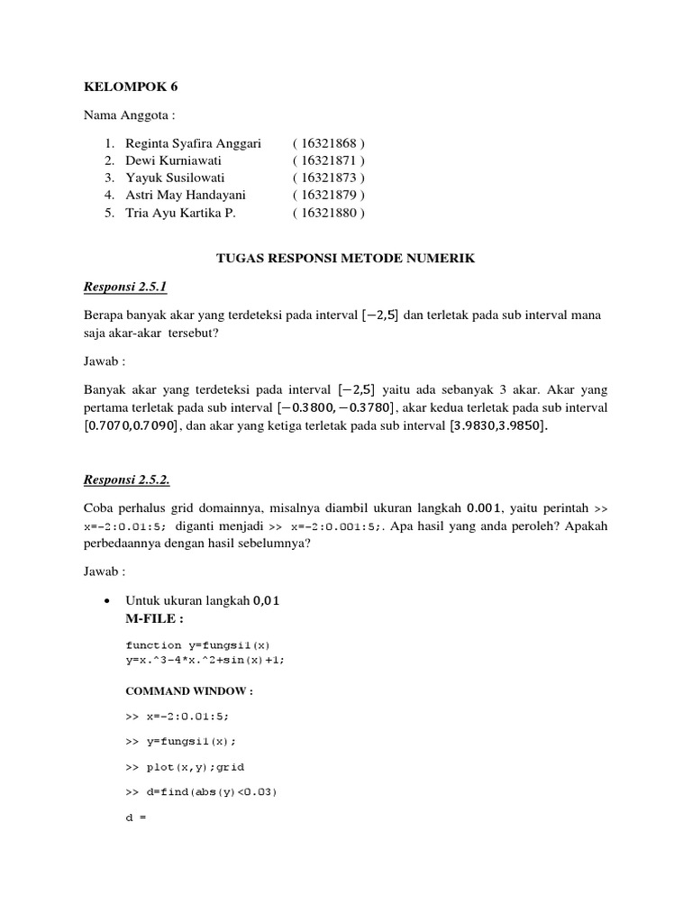 Tugas Responsi 2 Metode Numerik | PDF | Metode & Bahan Ajar