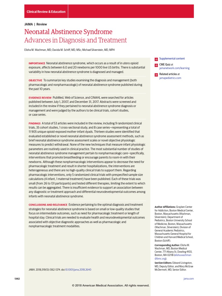 Neonatal Abstinence Syndrome Advances in Diagnosis and Treatment | PDF ...