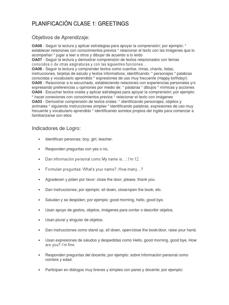 Planificación Clase A Clase Unidad 1 | PDF | Ritmo | Aprendizaje