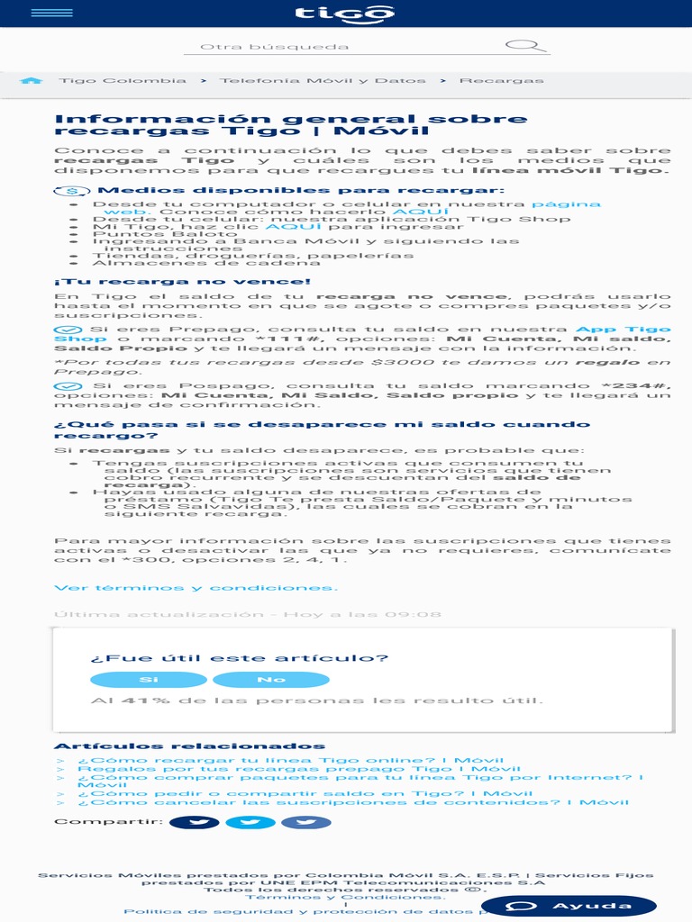 Guía de Recargas Tigo en Colombia | PDF | Telefonía móvil | Comunicación
