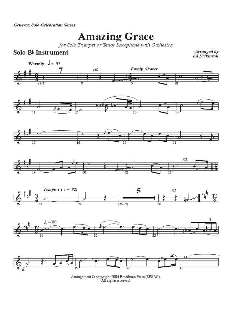 Amazing Grace - Trumpet Solo | PDF