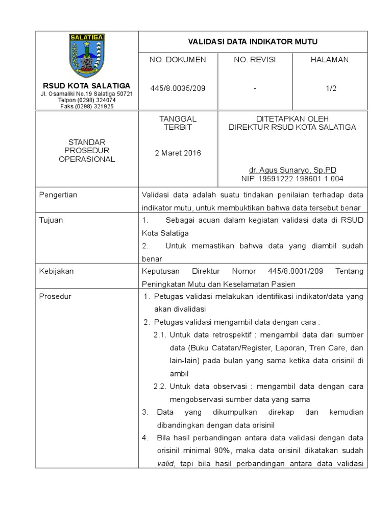 Validasi Data Indikator Mutu | PDF