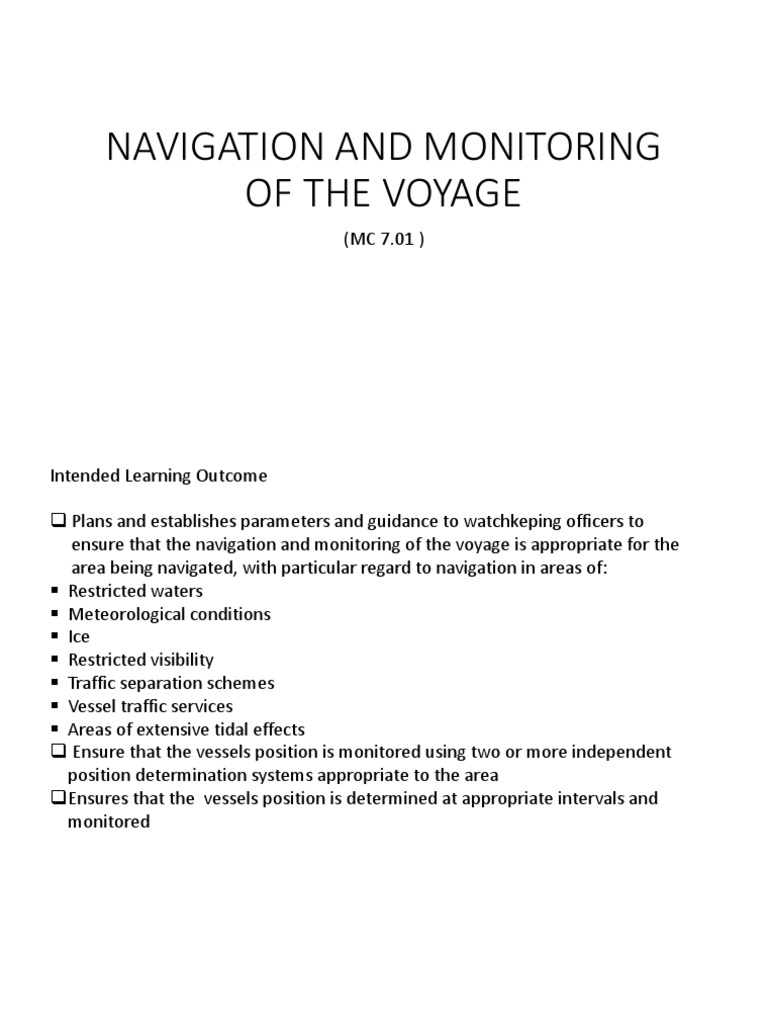 Navigation and Monitoring of The Voyage | PDF | Navigation | Ships