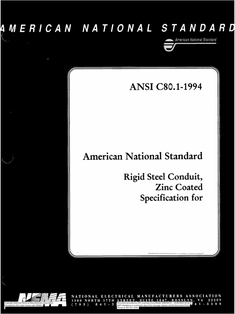 Ansi C80-1 - 1994 PDF | PDF | Pipe (Fluid Conveyance) | Vitreous Enamel