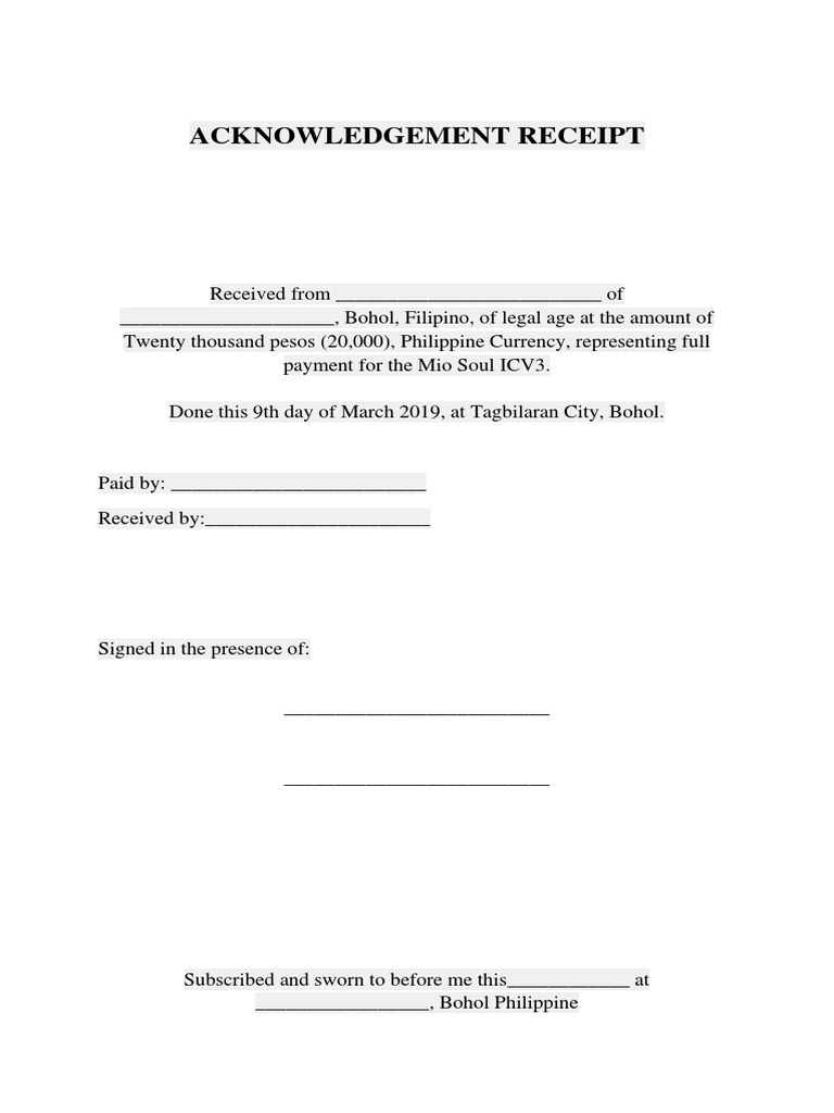 Motorcycle Sale Acknowledgement Receipt | PDF | Environmental Law | Law ...