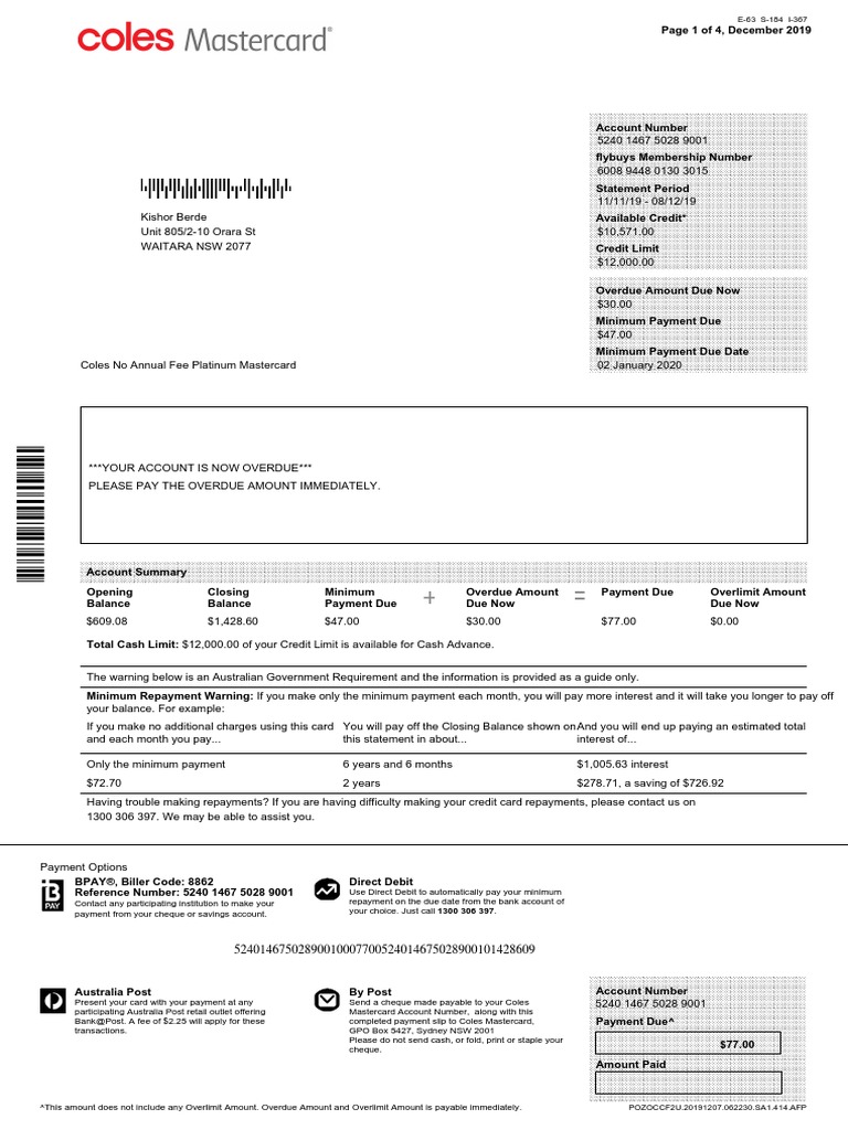 Coles No Annual Fee Platinum Mastercard 9001 8122019 PDF | PDF | Credit ...