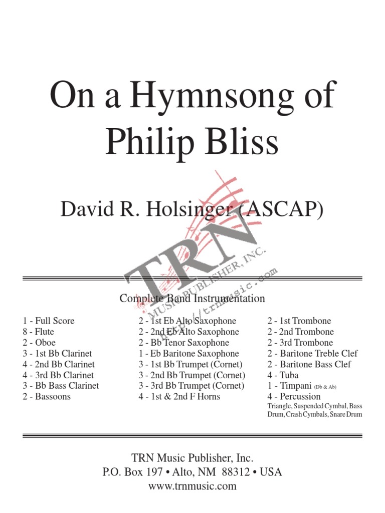 On A Hymnsong of Philip Bliss by David R Holsinger SCORE PDF | PDF