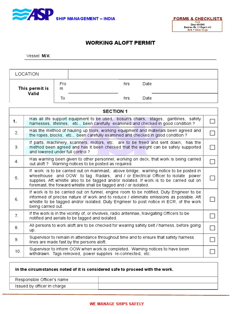 S-14 - Working Aloft Permitt | PDF | Shipping | Watercraft
