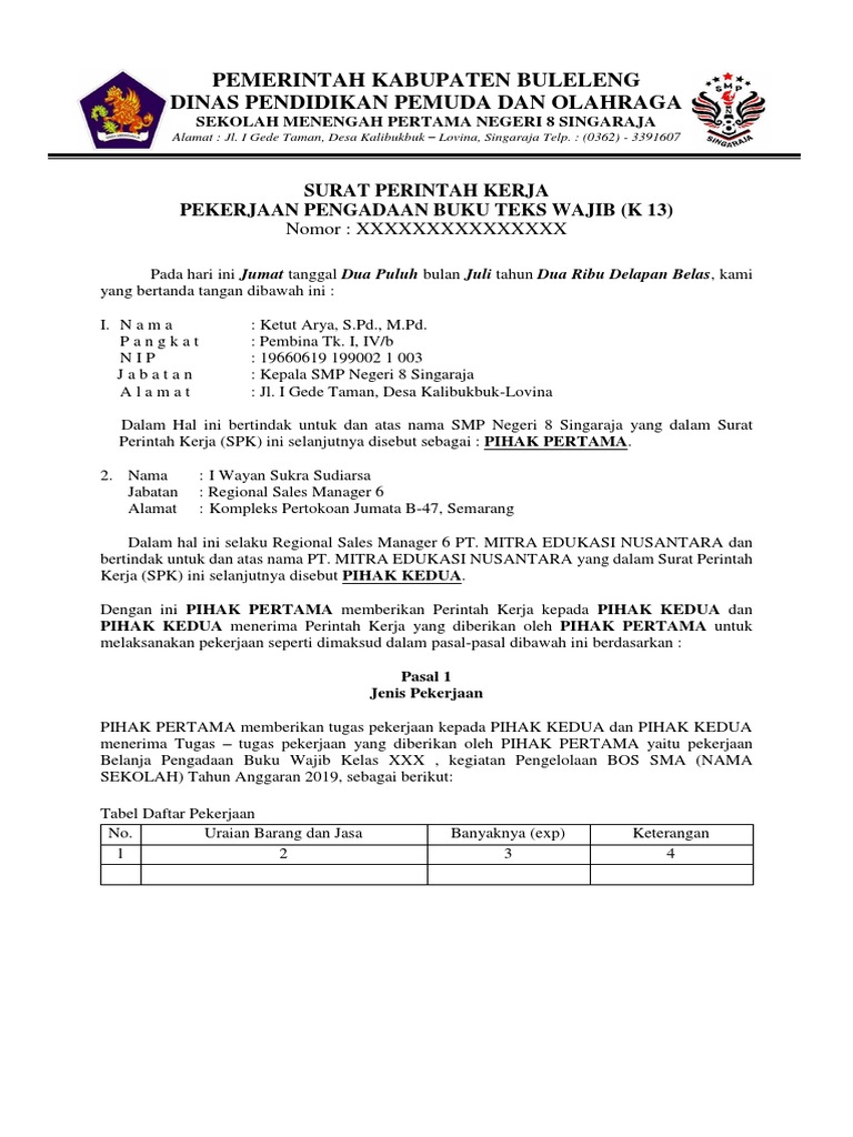 Contoh SPK SMP | PDF