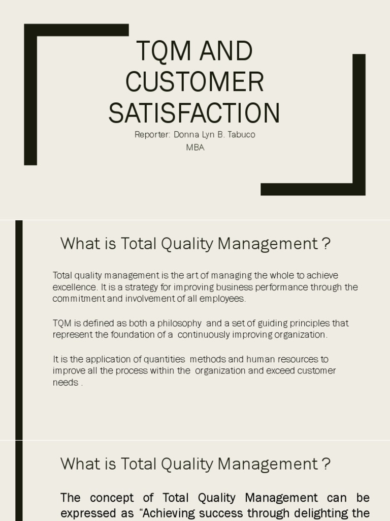 TQM and Customer Satisfaction | PDF | Quality Management | Customer