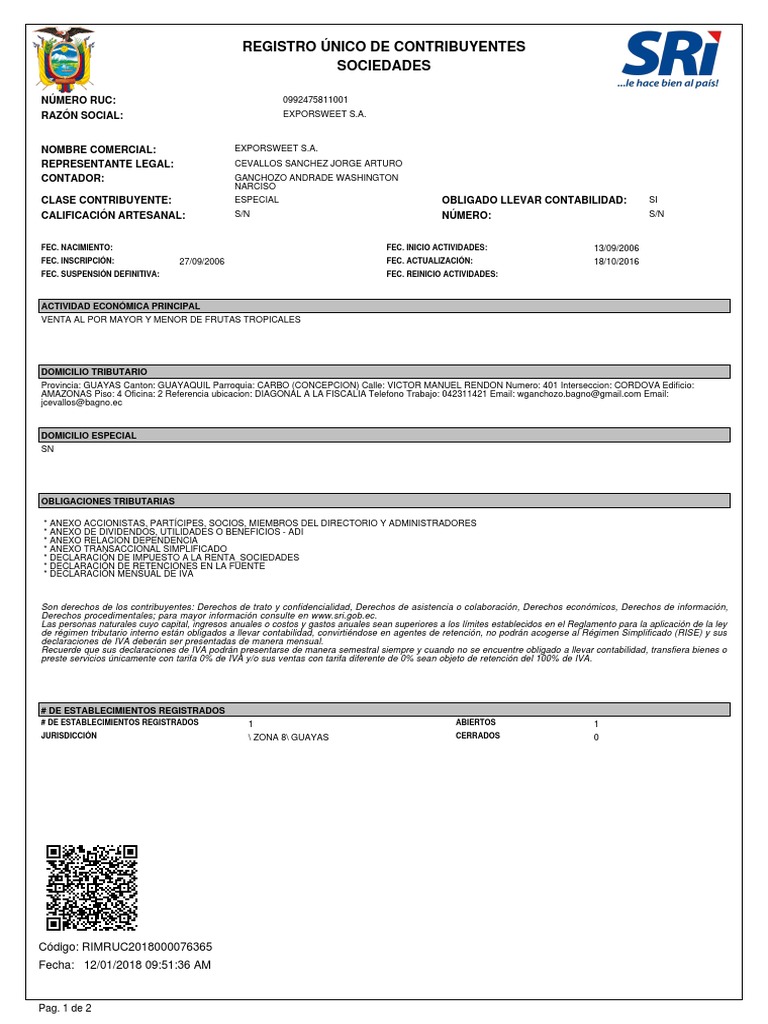 Certificado RUC | PDF | Contabilidad | Gobierno