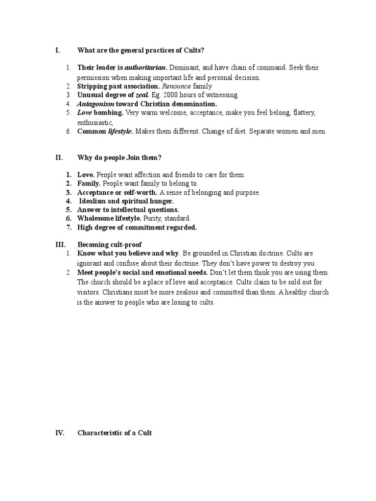Understanding Cults: Practices and Prevention | PDF | Christian ...