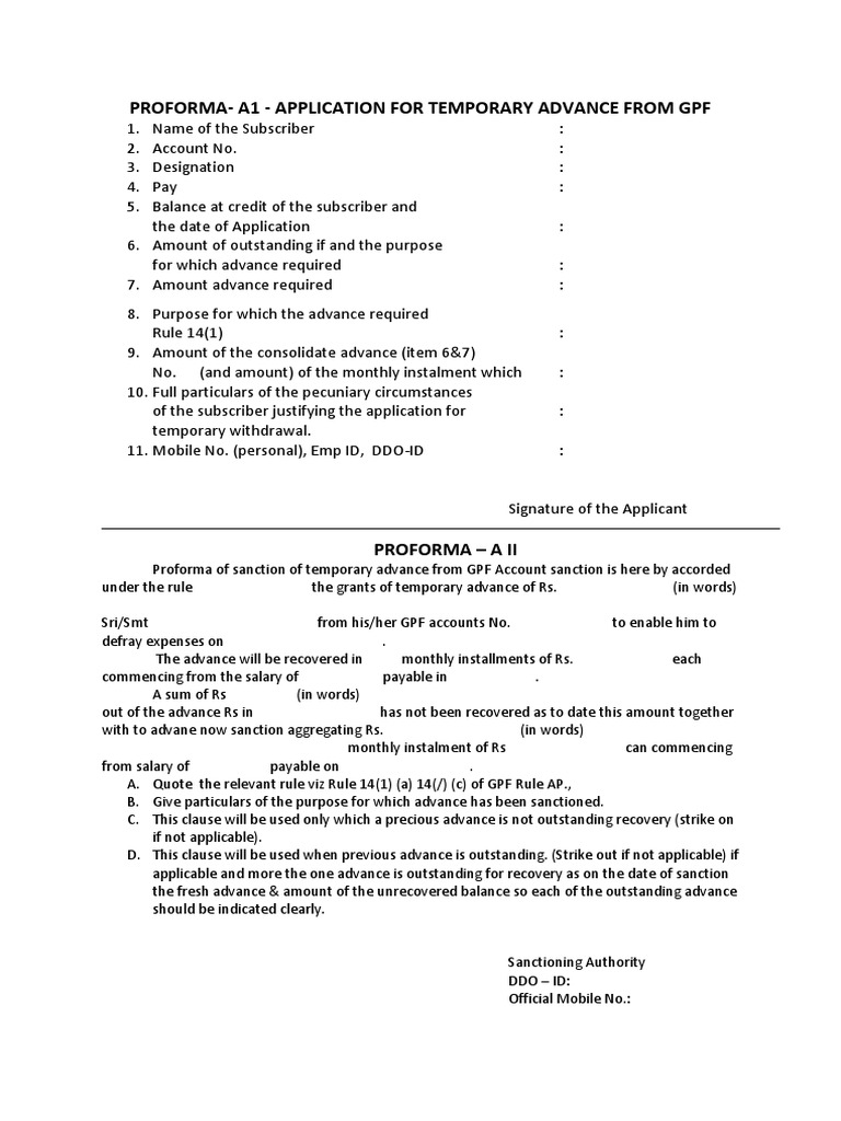GPF Loan Proforma PDF | PDF | Government | Economies