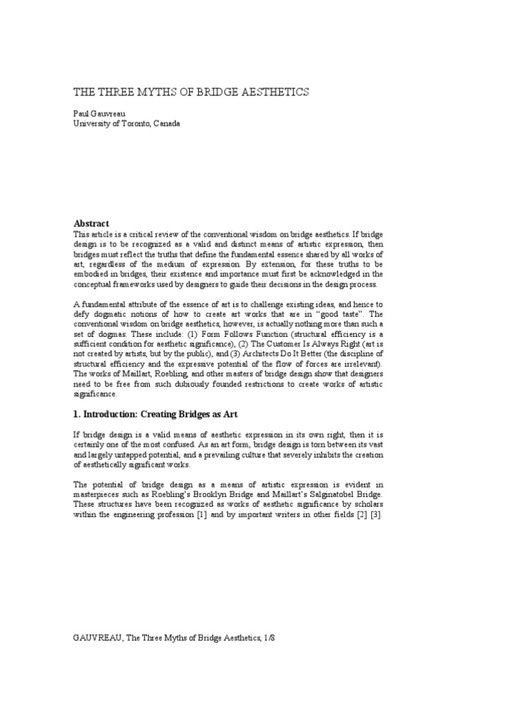The Three Myths of Bridge Aesthetics | PDF | Aesthetics | Design