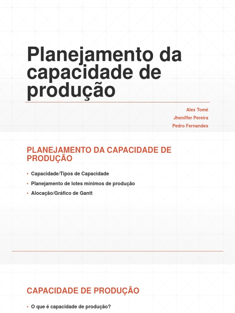 Planejamento da Capacidade de Produção | PDF | Tempo | Planejamento