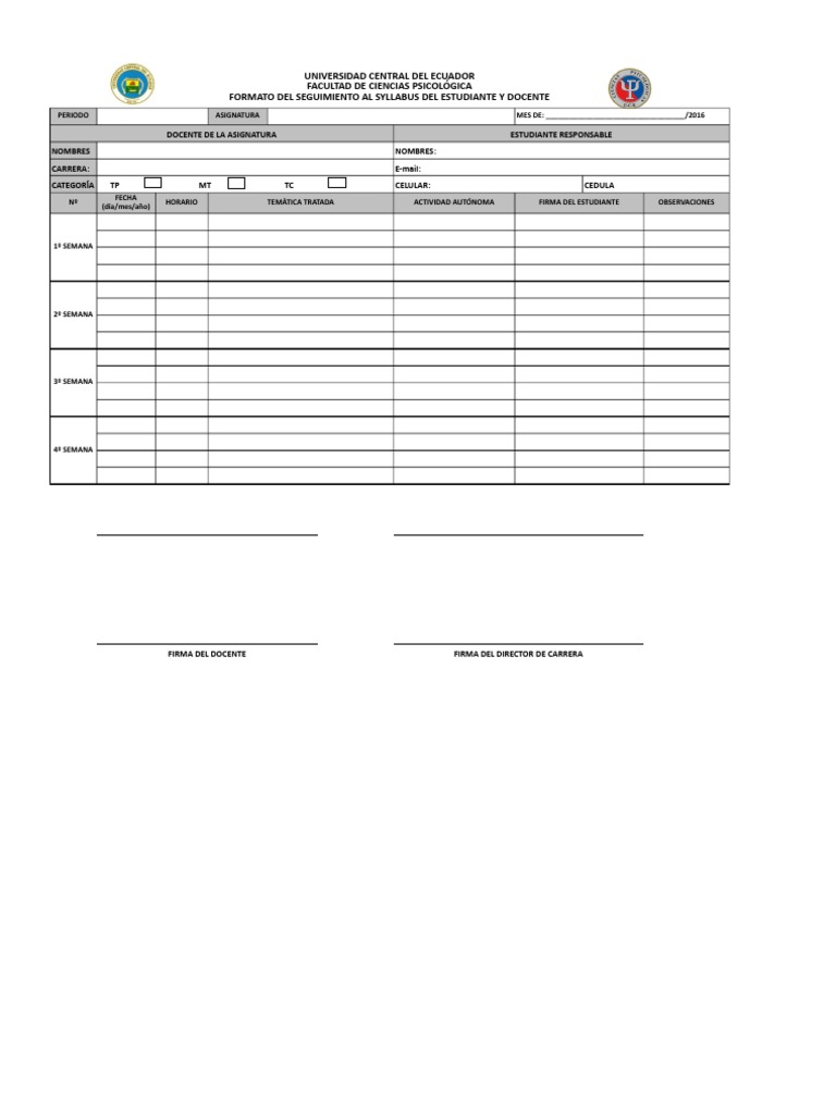 Formato de Seguimiento de Syllabus | PDF