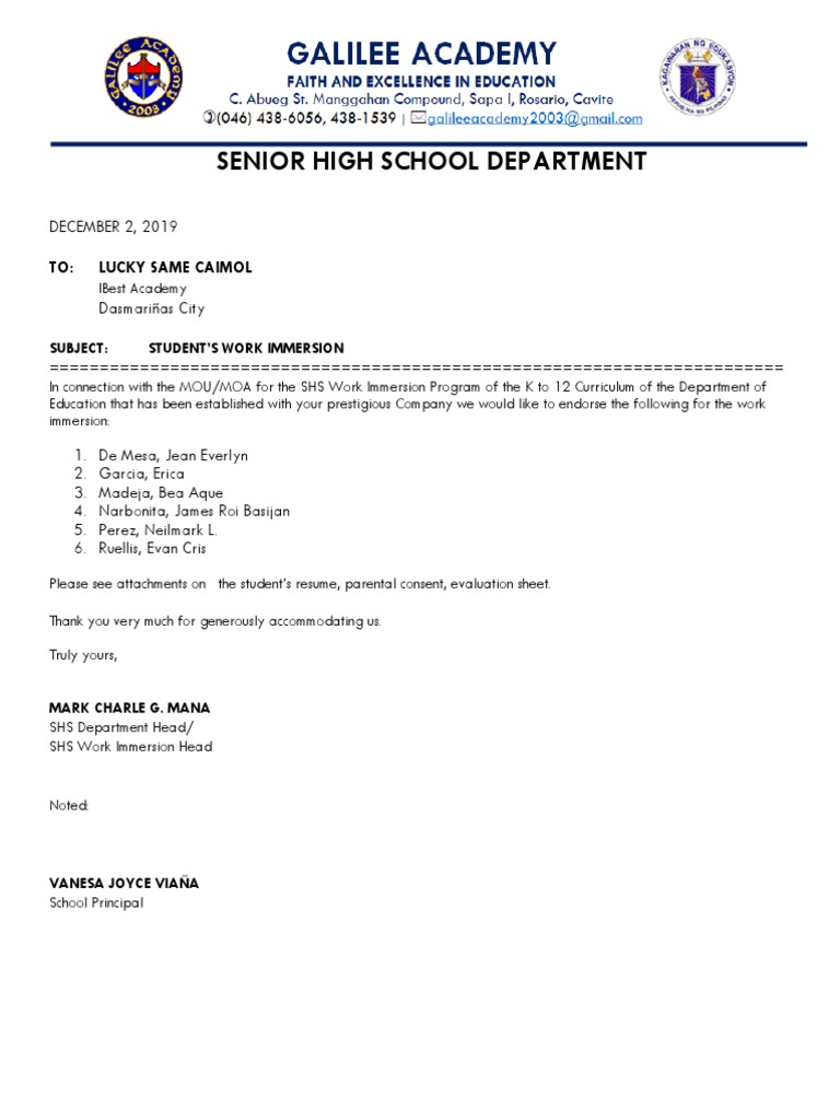 Sample Endorsement Letter | PDF