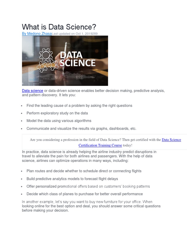 What Is Data Science | PDF | Data Analysis | Statistical Classification