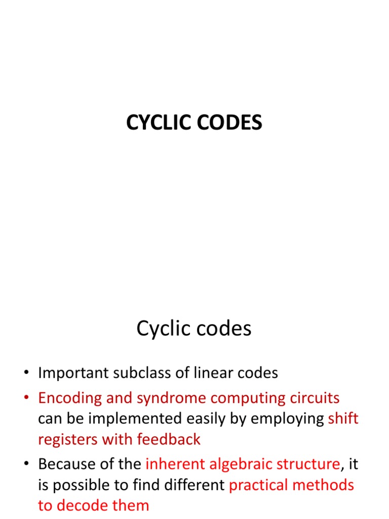 Cyclic Codes | PDF | Encodings | Theoretical Computer Science