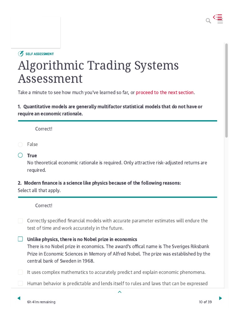Algorithmic Trading Systems Assessment - Learning Path - Hands-On ...
